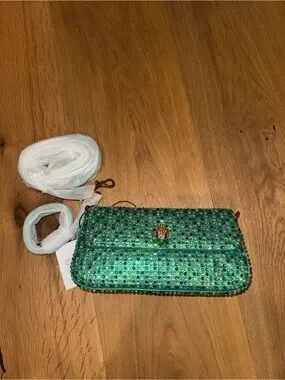Kurt Geiger | Bags | Kurt Geiger Emerald Green Crystal Clutch With ...